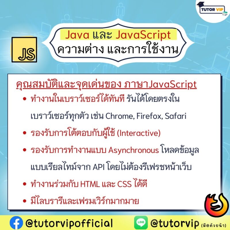 Java และ JavaScript ความเหมือน ความต่าง และการใช้งาน | TUTOR VIP