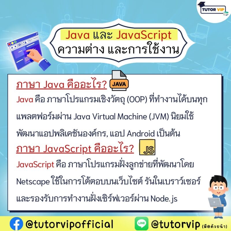 Java และ JavaScript ความเหมือน ความต่าง และการใช้งาน | TUTOR VIP